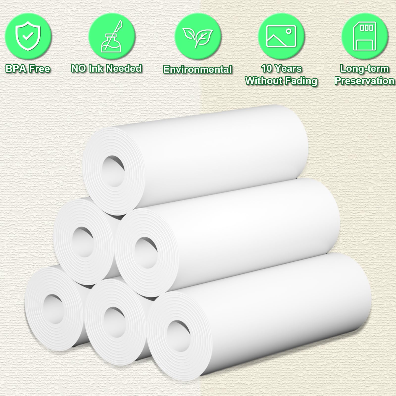PROGRACE 6 Rolls Thermal Print Paper for Kids Instant Print Camera - Refill Print Paper Set for Kids Camera Inkless Paper for Most Kids Instant Camera 57 x 30 mm BPA Free