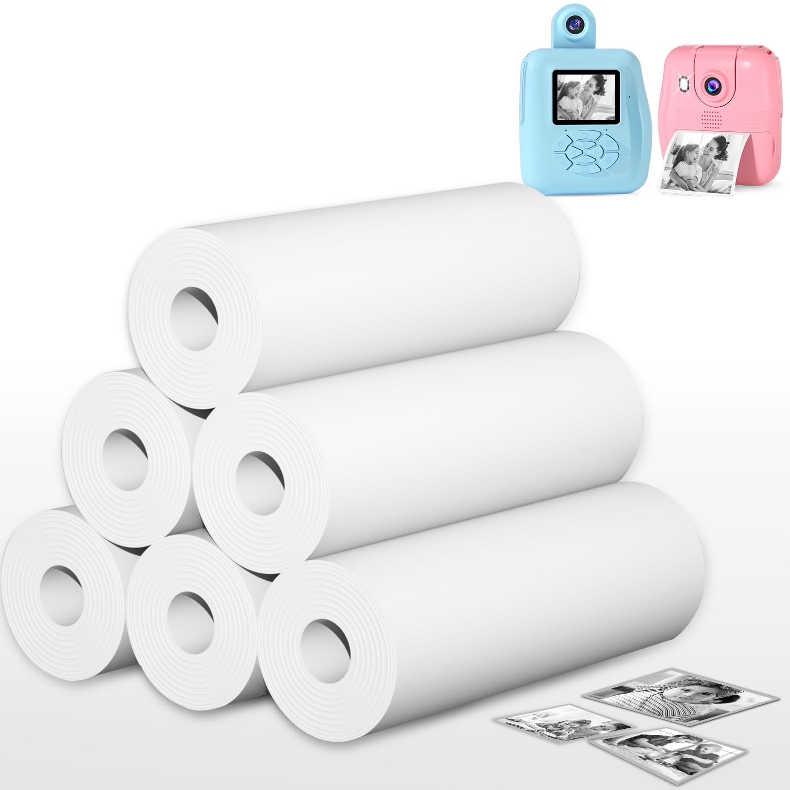 PROGRACE 6 Rolls Thermal Print Paper for Kids Instant Print Camera - Refill Print Paper Set for Kids Camera Inkless Paper for Most Kids Instant Camera 57 x 30 mm BPA Free