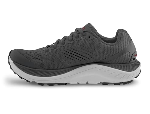 Topo Athletic Men's Lightweight Comfortable 5MM Drop Ultraventure 3 Trail Running Shoes, Athletic Shoes for Trail Running, Grey/Red, Size 14