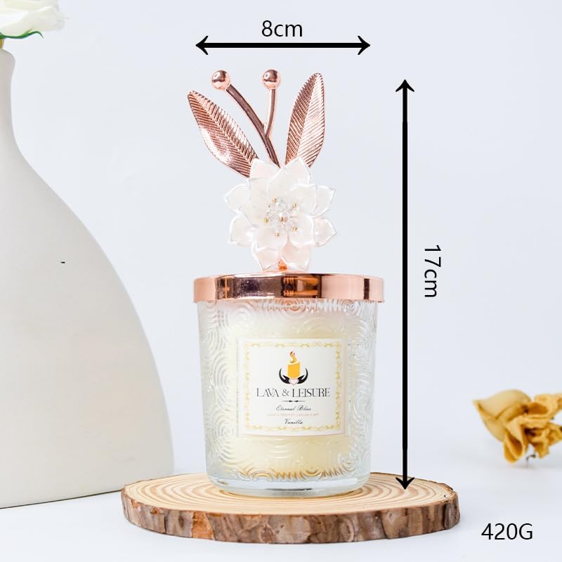 Lava & Leisure Luxury Scented Candles, 7 oz. Glass Vessel, Cotton Wick, Soy Wax, Gift Box, Vanilla Scented, Candles for Home, 45 Hours Long Burning Candle, Decorative Candles, and Aesthetic Candles