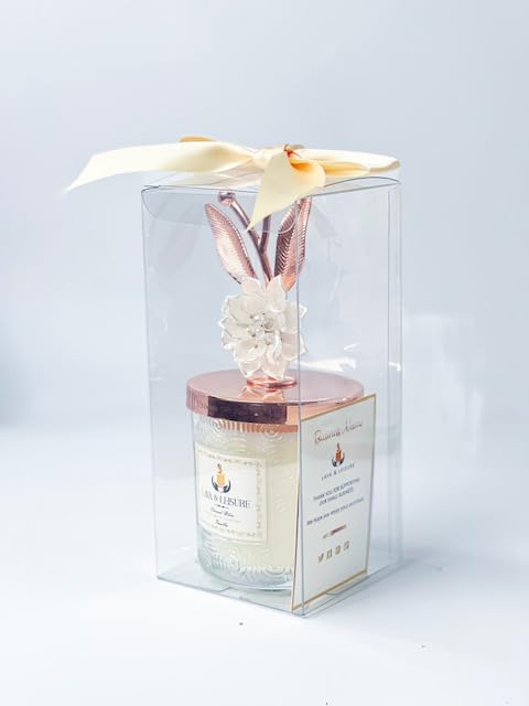 Lava & Leisure Luxury Scented Candles, 7 oz. Glass Vessel, Cotton Wick, Soy Wax, Gift Box, Vanilla Scented, Candles for Home, 45 Hours Long Burning Candle, Decorative Candles, and Aesthetic Candles