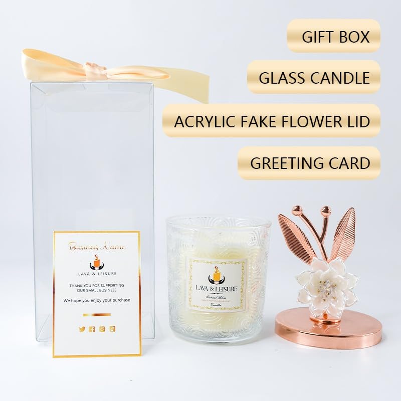 Lava & Leisure Luxury Scented Candles, 7 oz. Glass Vessel, Cotton Wick, Soy Wax, Gift Box, Vanilla Scented, Candles for Home, 45 Hours Long Burning Candle, Decorative Candles, and Aesthetic Candles