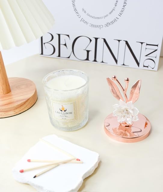 Lava & Leisure Luxury Scented Candles, 7 oz. Glass Vessel, Cotton Wick, Soy Wax, Gift Box, Vanilla Scented, Candles for Home, 45 Hours Long Burning Candle, Decorative Candles, and Aesthetic Candles