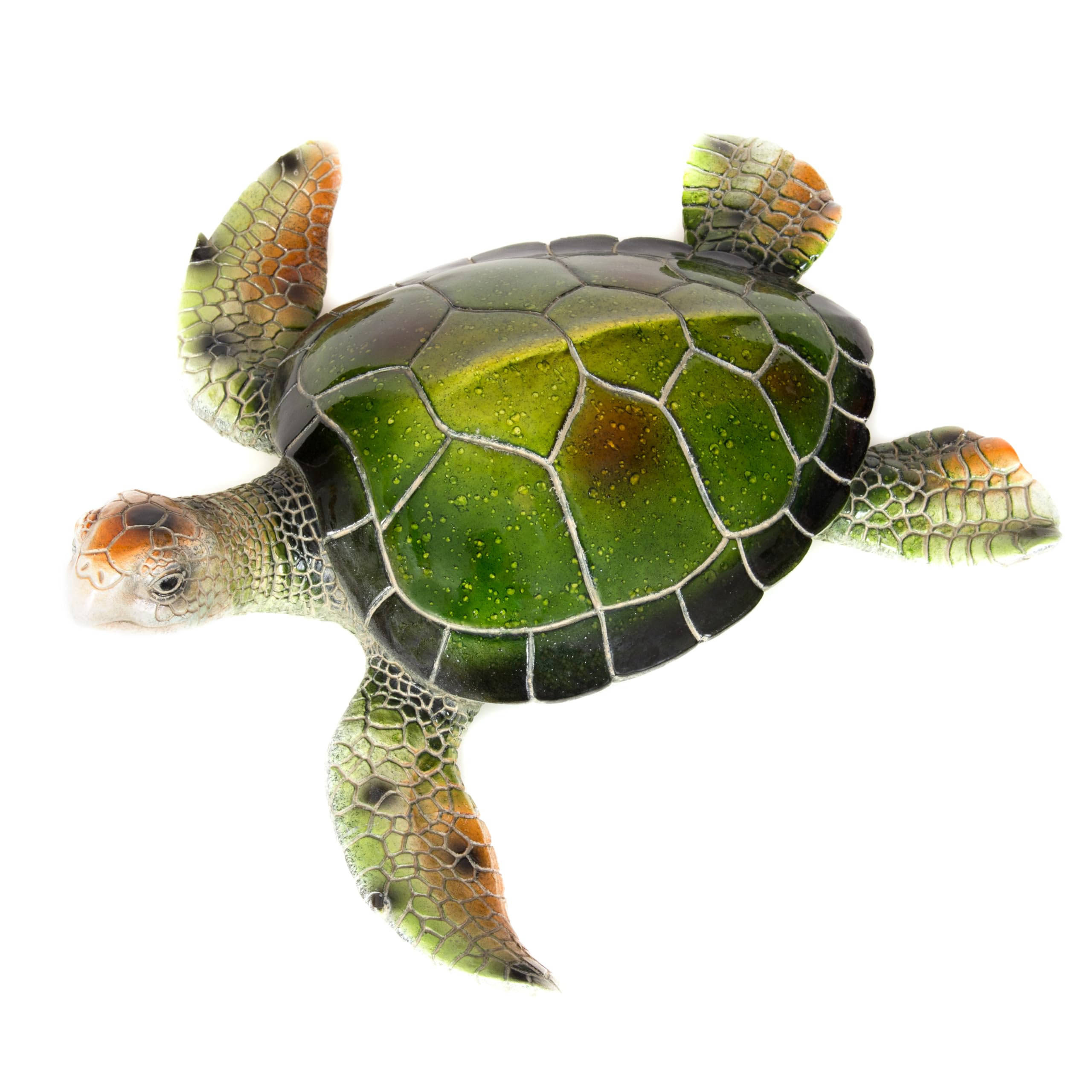Corner Merchant Sea Turtle Statue Garden Decor Tabletop Display and Wall Hanging Sea Turtle Sculpture Measures 16 in x 15 in (Green)