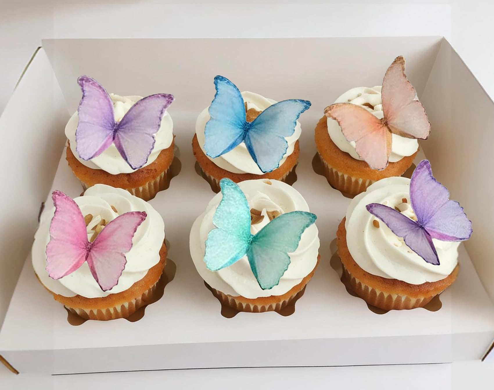 SS Cohen Edible Wafer Glutinous Paper Butterflies for Birthday Cake Decorating include 48 Pcs Colorful Small Pastel Cupcake Topper Decorations, Birthday Cake Topper (Mixed Colour)