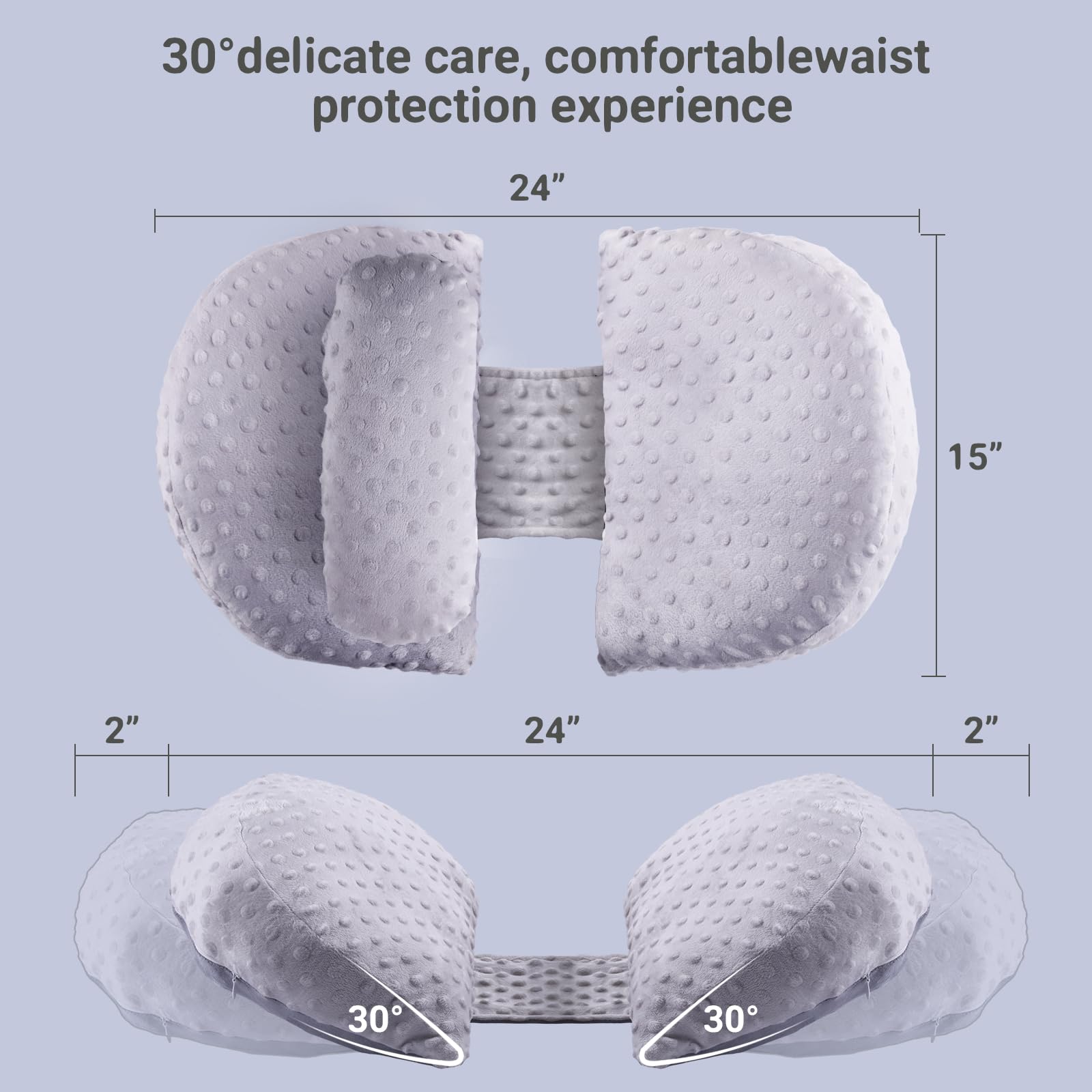 neexan Pregnancy Sleeping Pillow, Soft Pregnancy Wedge Pillow for Tummy, Back and Leg Support, Adjustable Pillowcase (Grey)