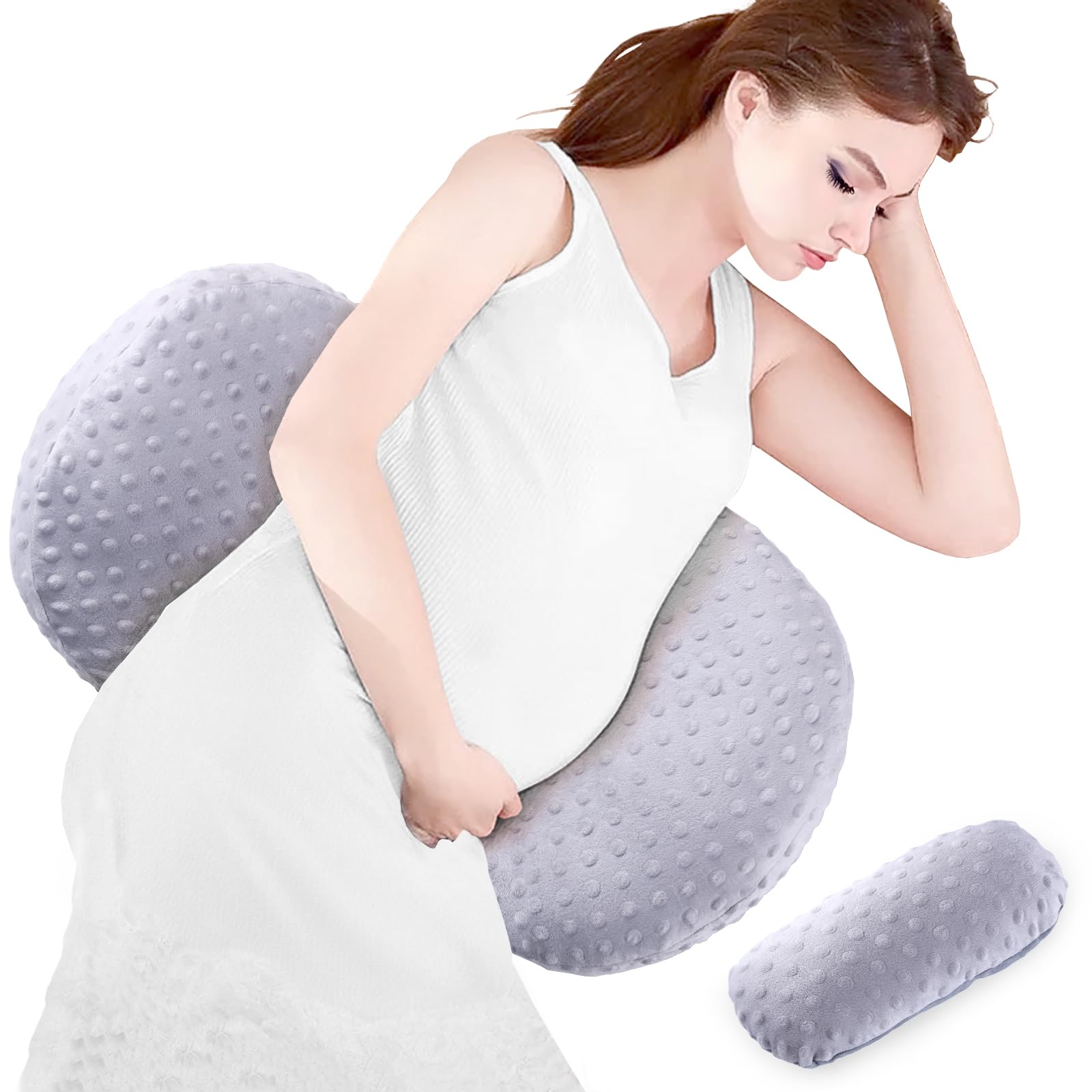 neexan Pregnancy Sleeping Pillow, Soft Pregnancy Wedge Pillow for Tummy, Back and Leg Support, Adjustable Pillowcase (Grey)