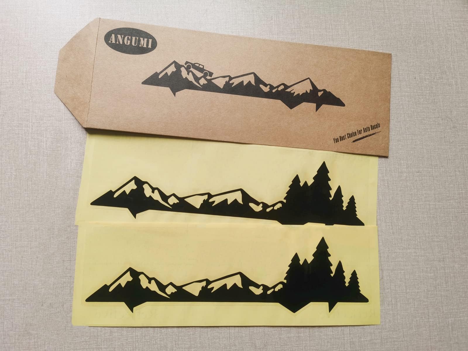 Ecqizer Mountain & Tree Vinyl Decals (2 PCS), Matte Black, Fit for Tacoma 2016-2023, Waterproof, Outdoor Use