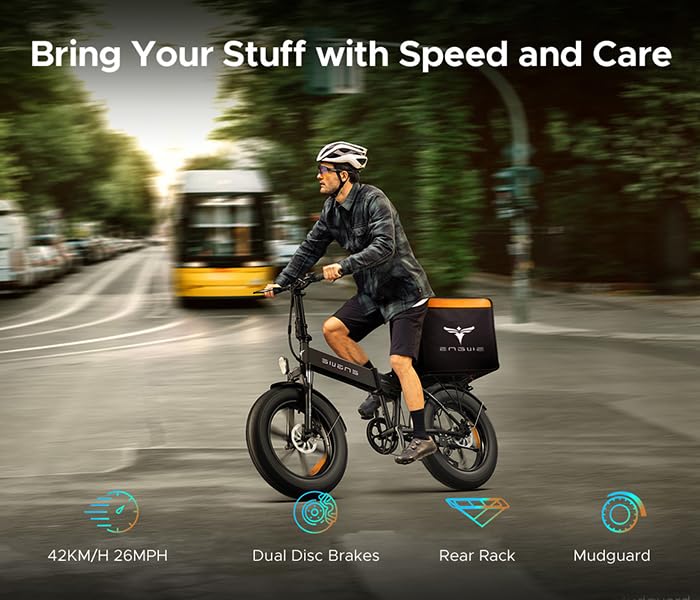 Bluehut ENGWE EP-2-PRO Folding Electric Bike for Adults 750W 25MPH 4h Fast Charge 48V 13AH Removable Battery with 20"*4.0" Fat Tire 7 Speeds Ebikes for Commuting, Off Road, Black (US Warehouse)