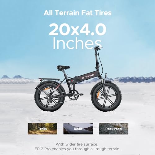Bluehut ENGWE EP-2-PRO Folding Electric Bike for Adults 750W 25MPH 4h Fast Charge 48V 13AH Removable Battery with 20"*4.0" Fat Tire 7 Speeds Ebikes for Commuting, Off Road, Black (US Warehouse)