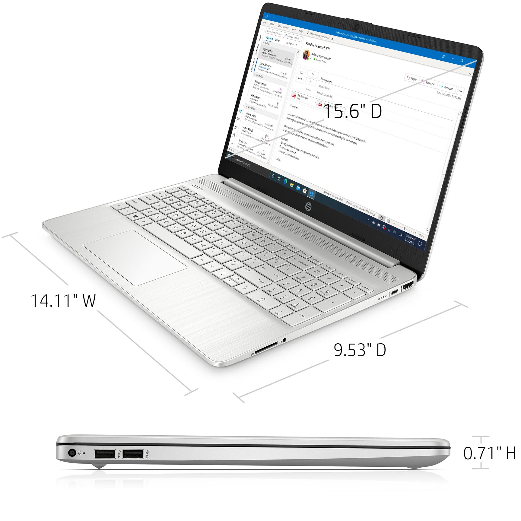 HP 15 15.6" Touchscreen FHD Laptop Computer, 12th Gen Intel 10-Core i7-1255U, 64GB DDR4 RAM, 4TB PCIe SSD, 802.11AC WiFi, Bluetooth, Natural Silver, Windows 11 Home S, BROAG 64GB Flash Stylus