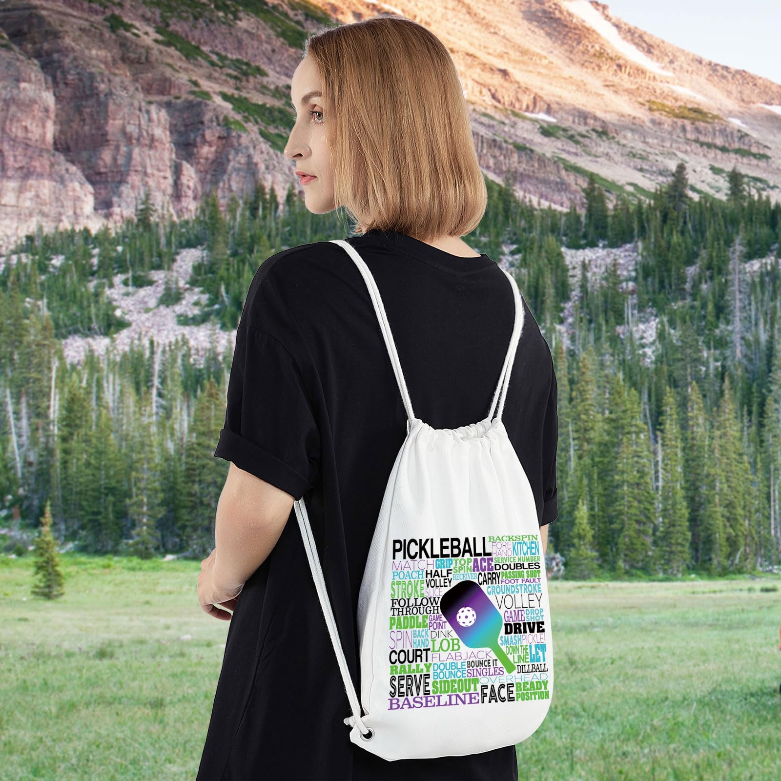 LEVLO Pickleball Women Canvas Tote Bag Gift For Pickleball Player Pickleball Shoulder Bag For Pickleball Lover (Pickleball DB)