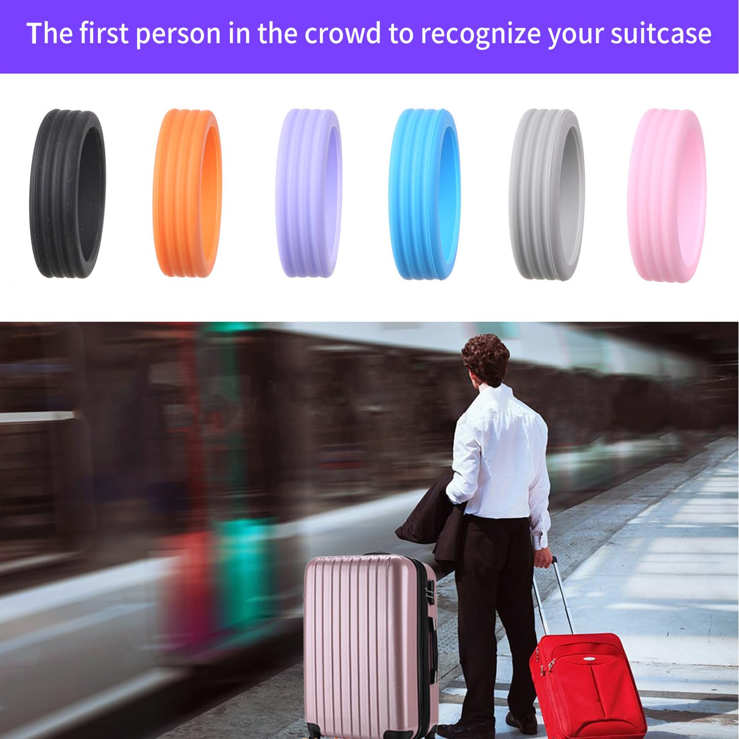 JforSJizT 8 Pack Silicone Quiet Protective Covers for Suitcase Wheels - Luggage Wheel Protectors for Suitcases with Wheels - Carry On Suitcase Wheel Accessories - Fits 2-3 Inch Luggage Wheels(Black)