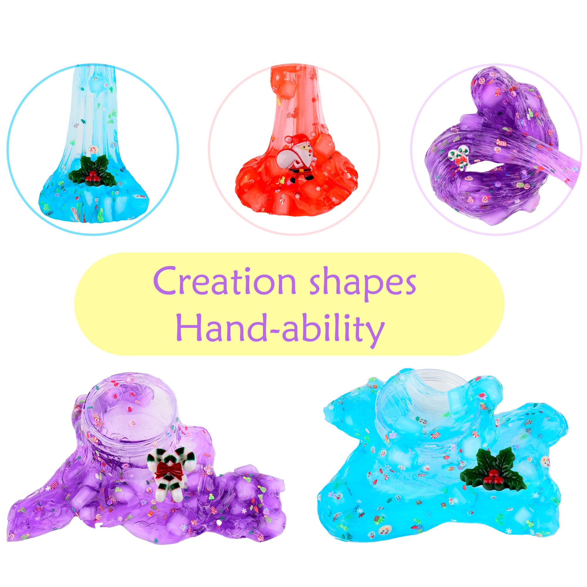 3 Pack Clear Slime Kit Crystal Slime Set for Kids Soft Jelly Cube Clear Slime Pack Easter Christmas for Girls Boys