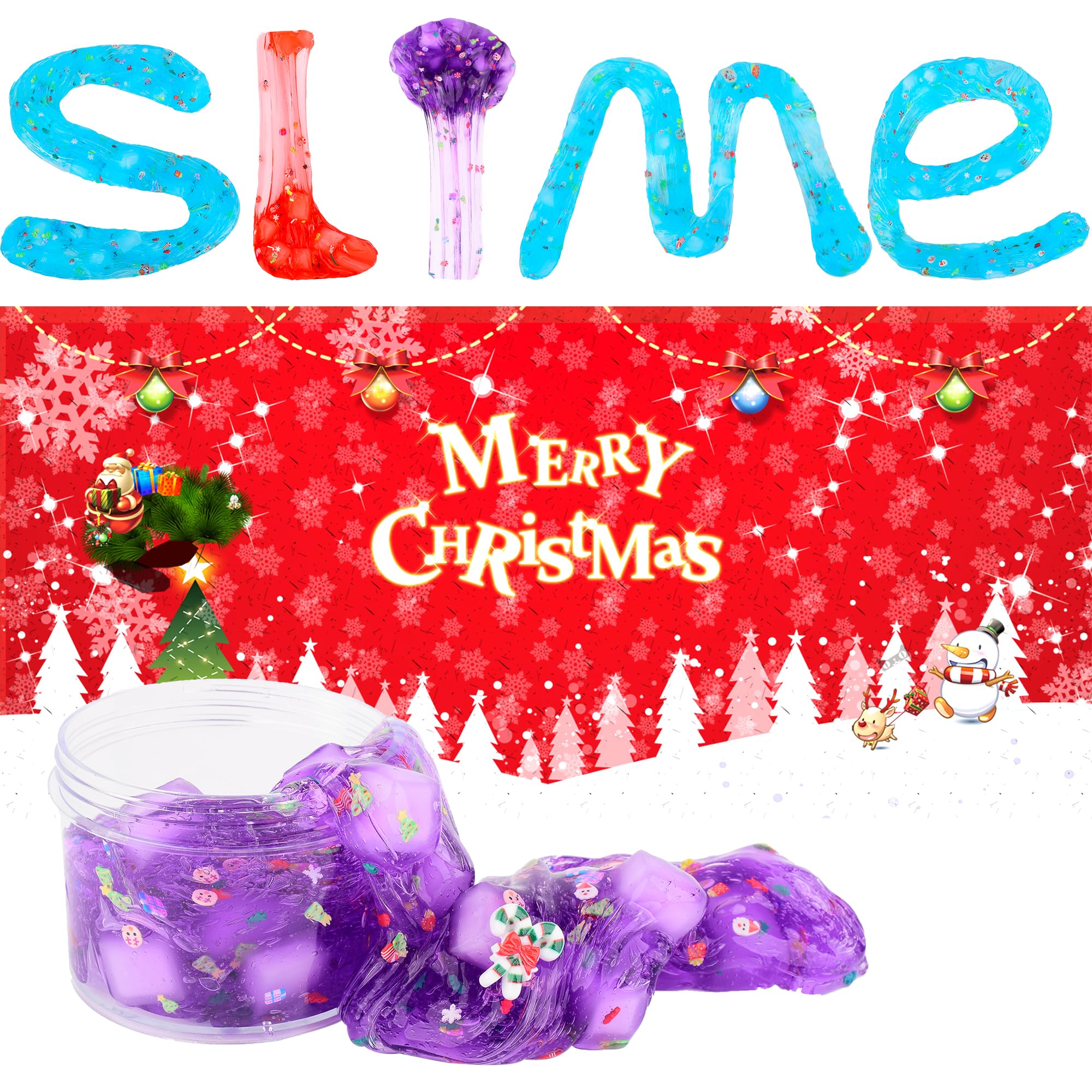 3 Pack Clear Slime Kit Crystal Slime Set for Kids Soft Jelly Cube Clear Slime Pack Easter Christmas for Girls Boys