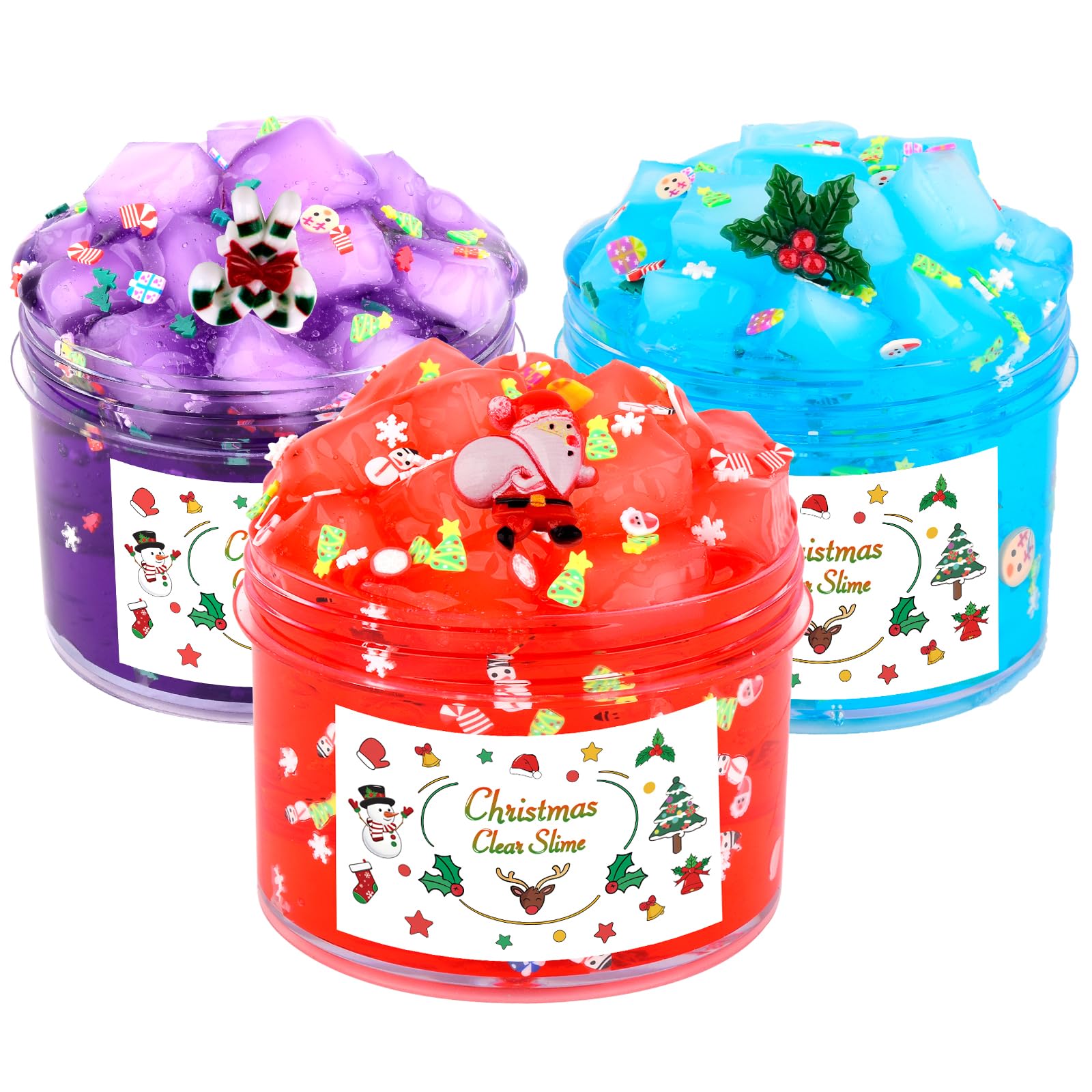 3 Pack Clear Slime Kit Crystal Slime Set for Kids Soft Jelly Cube Clear Slime Pack Easter Christmas for Girls Boys