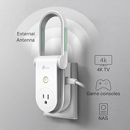 Kasa AC1200 Wi-Fi Range Extender Smart Plug by TP-Link - Fast AC1200 Wi-Fi Extender/Repeater with Built-In Smart Plug, No Hub Required, Works With Alexa and Google Assistant (RE370K)