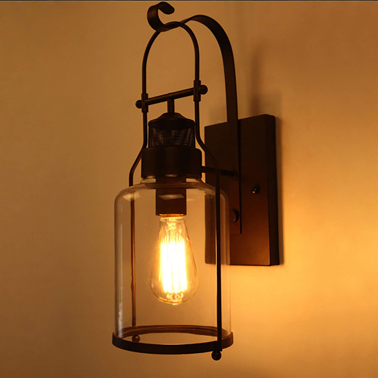 XUANIIIL Farmhouse Wall Sconces Lighting, Industrial Rustic Porch Wall Lamp Fixture with Clear Glass Shade, Exterior Retro Lantern Wall Light for Outdoor/Indoor/Bedroom