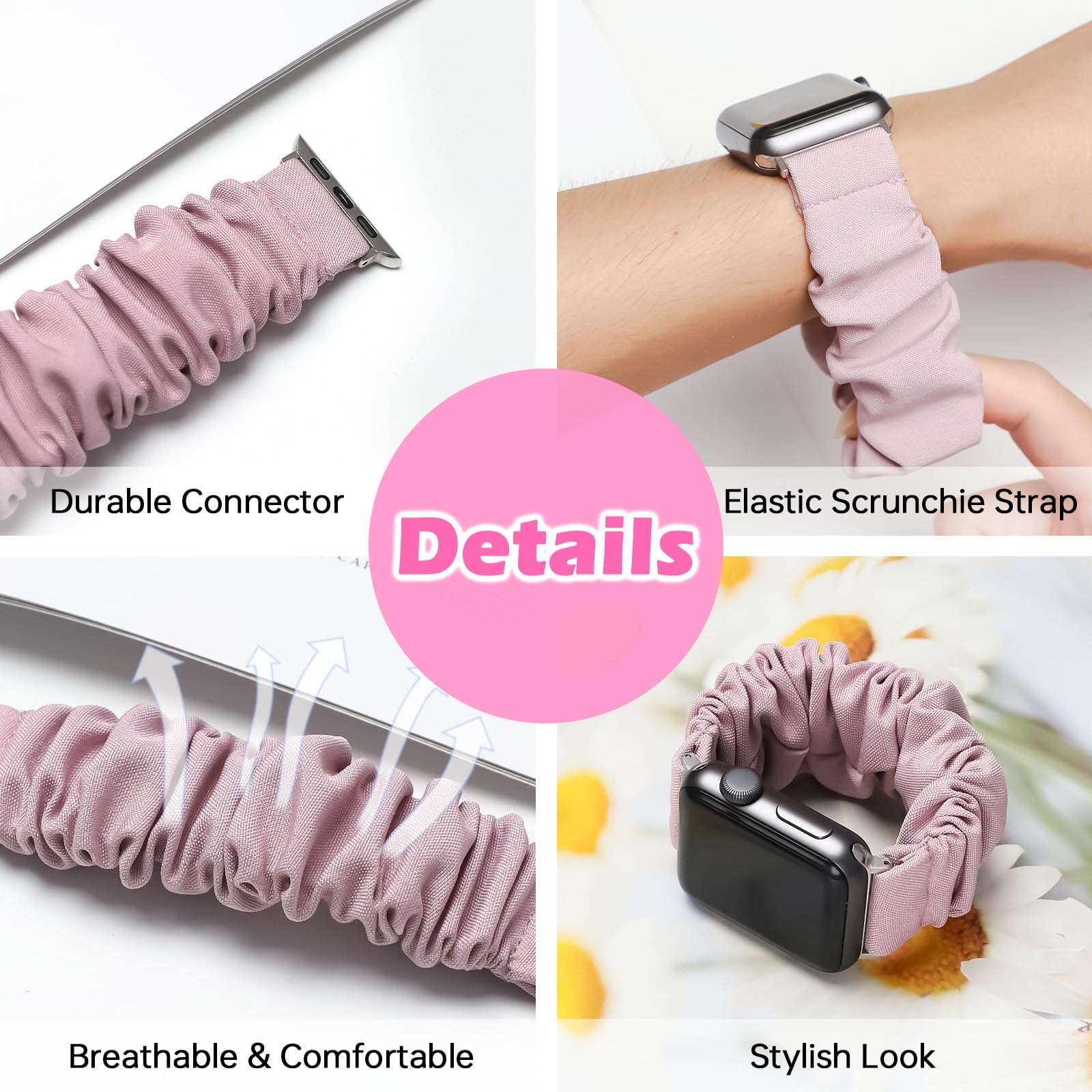 [3 Pack] Scrunchie Band Compatible with Kids Apple Watch Band 38mm 40mm 41mm & 42mm 44mm 45mm,Cute Printed Elastic Solo Loop Bands for iWatch Series 9/8/7/6/5/4/3/SE/SE2/Ultra 2/Ultra,Boys & Girls