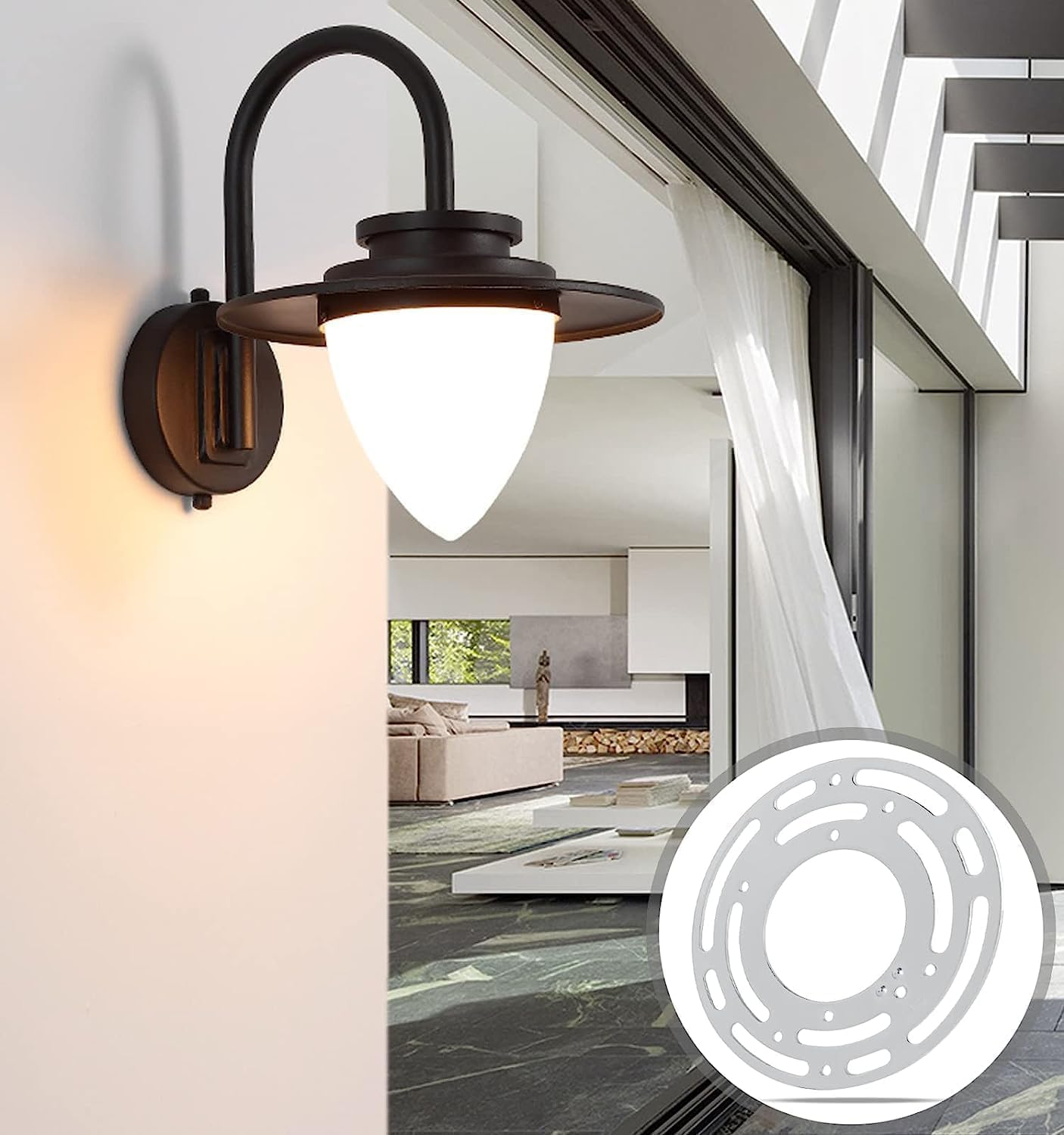 2 Pack Light Fixture Mounting Bracket 4 Inches Diameter,Round Universal Light Crossbar, with Ground Screw and Acorn Cap Nuts for Mount Wall Light
