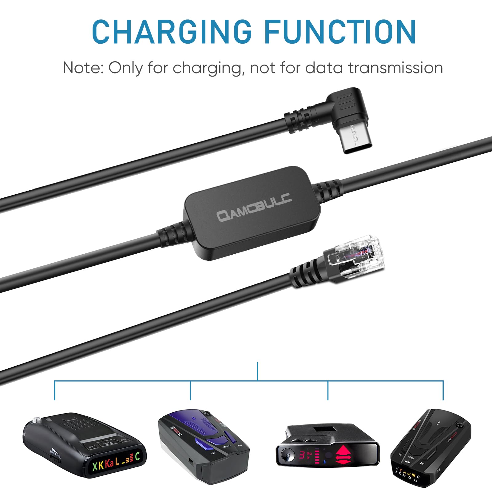 Valentine One V1 Gen 2 Radar Detector Power Replacement Cable, USB C Plug to RJ11 Plug, no PD Fast Charging Function, only Power Supply (RJ11-1M)