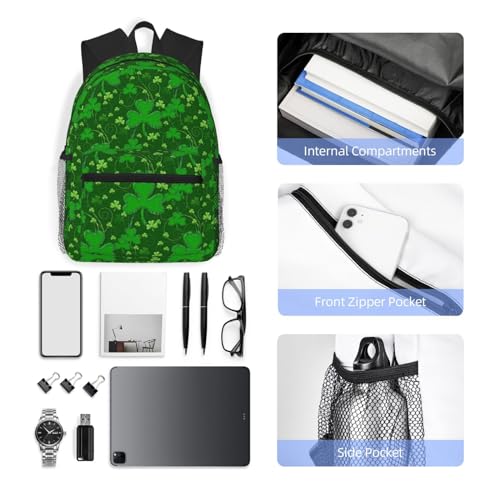 ENVEED Background St Patrick'S Day Glitter Ultra-Light,Comfortable,And Portable Casual Backpack For Camping,Hiking,And Daily Use