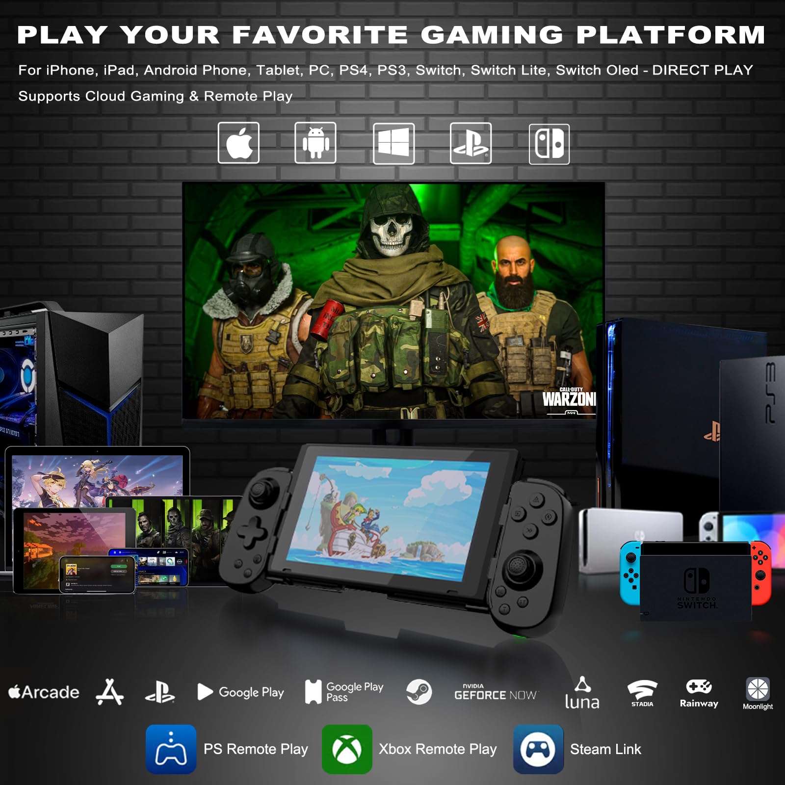 arVin Wireless Gaming Controller for iPhone, iOS, Android, Samsung Galaxy Wireless Gamepad Joystick Play Call of Duty Mobile, Genshin Impact, Minecraft, Diablo Immortal