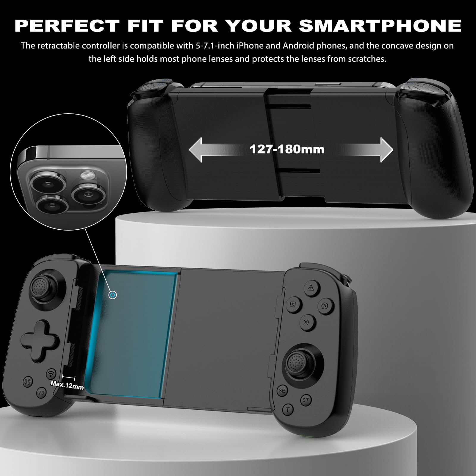 arVin Wireless Gaming Controller for iPhone, iOS, Android, Samsung Galaxy Wireless Gamepad Joystick Play Call of Duty Mobile, Genshin Impact, Minecraft, Diablo Immortal