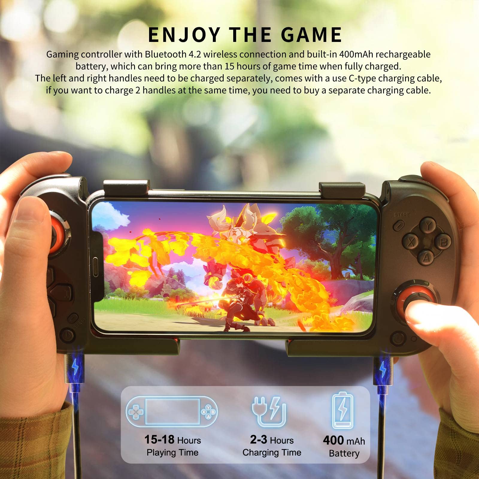 arVin Wireless Gaming Controller for iPhone, iOS, Android, Samsung Galaxy Wireless Gamepad Joystick Play Call of Duty Mobile, Genshin Impact, Minecraft, Diablo Immortal