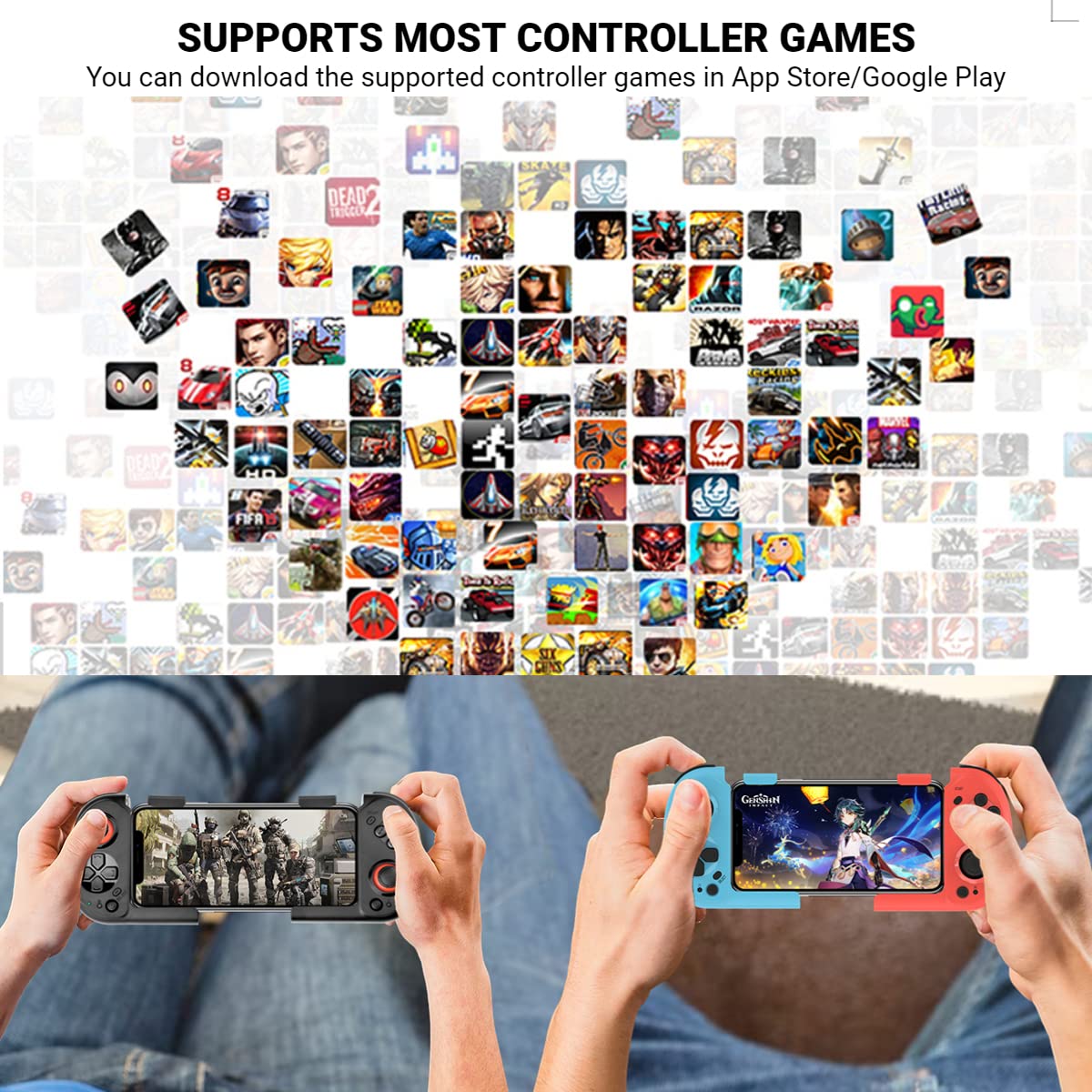 arVin Wireless Gaming Controller for iPhone, iOS, Android, Samsung Galaxy Wireless Gamepad Joystick Play Call of Duty Mobile, Genshin Impact, Minecraft, Diablo Immortal