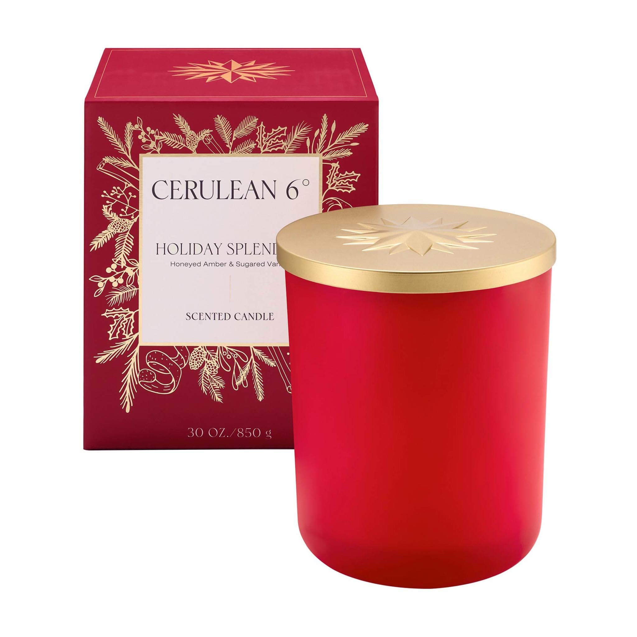 Cerulean 6° Holiday Splendor Luxury Candle - Honeyed Amber and Sugared Vanilla 3 Wick Luxury Candle That enriches Your Senses and elevates Your Space.
