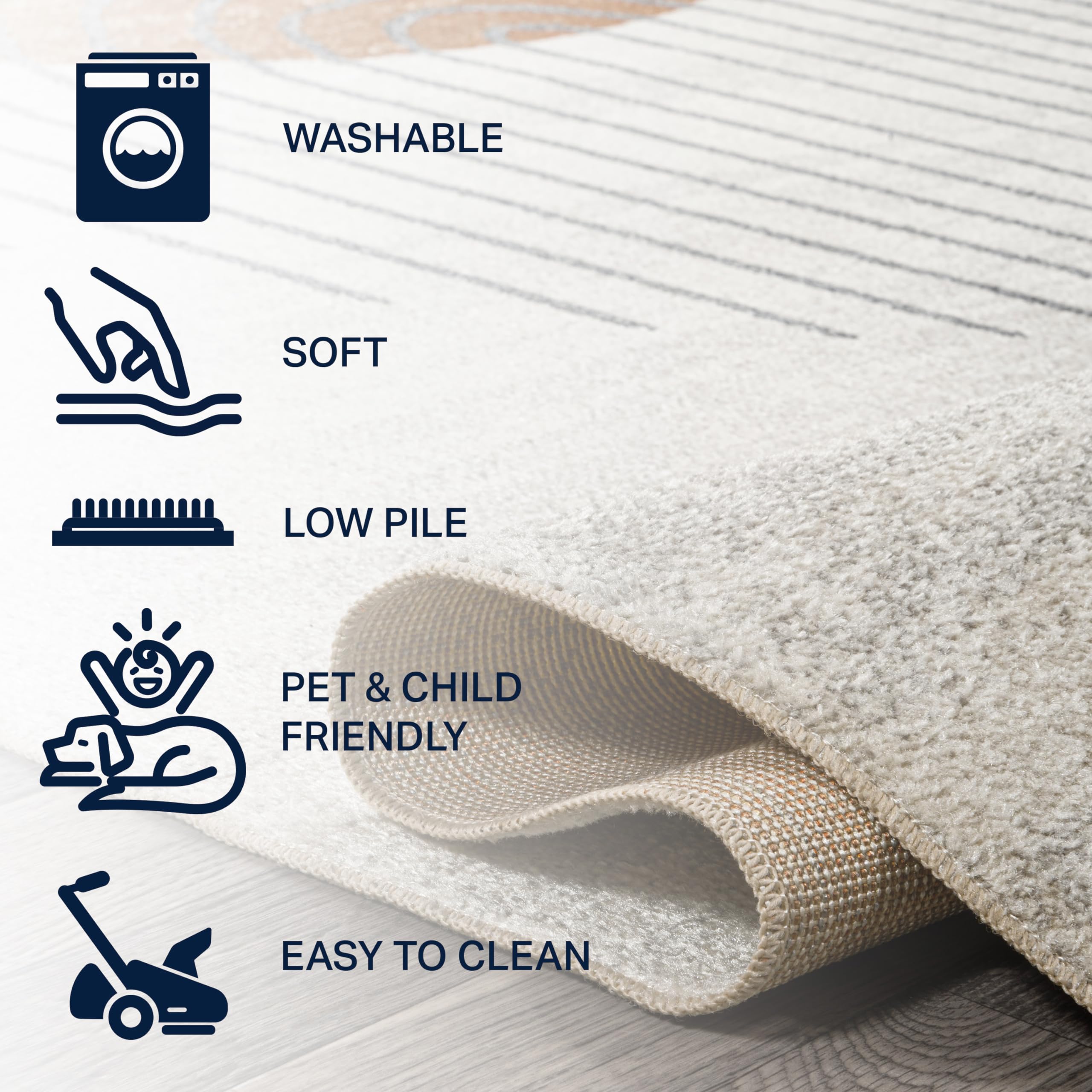 JONATHAN Y WSH311A-4 Kallax Geometric Modern Low-Pile Machine-Washable Area Rug, Contemporary, Modern, Geometric for Bedroom, Kitchen, Living Room, Easy-Cleaning, Cream/Terra, 4 ft. x 6 ft.