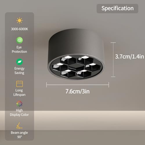 YAOWSZM 2Pack Modern Flush Mount Ceiling Lights 6W LED Dimmable Ceiling Light Fixture Gray Cylindrical Ceiling Spotlight for Living Room Hallway Kitchen