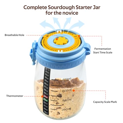 JAOBHAHY Banneton Bread Proofing Basket Set, Bread Making Tools Includes 10" oval & 9" Round Proofing Basket & 34 oz Sourdough Starter Jar for A Complete Sourdough Bread Baking Supplies
