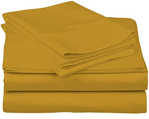 OnlineChoiceSheet 6 Piece Luxury Bedding Sheet Set Full Size 10 Inch Deep Pocket Bed Sheets 100% Egyptian Cotton, 1000 Thread Count (Gold)