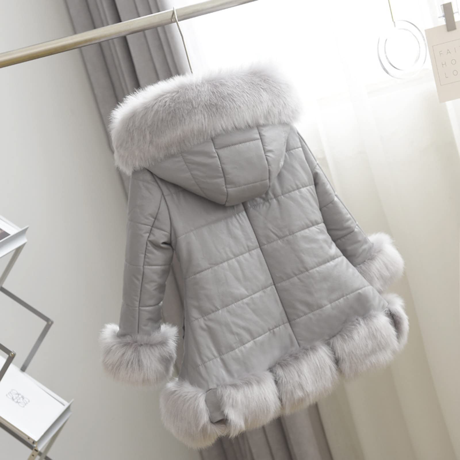 Girls Puffer Jacket Toddler Winter Coat Hooded Thickened Warm Winter Snowsuit Coat Windproof Jacket Outerwear Grey