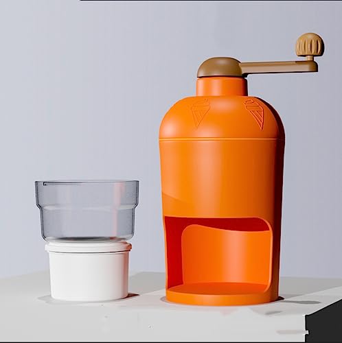FAXIOAWA Ice Crusher Machine for Home Use, Hand Crank Ice Shaver Machine, Slushie Maker with Ice Mold, Shaved Ice Maker Machine for Snow Cones, Cocktails, Rapid and Easy Ice Cutting Orange