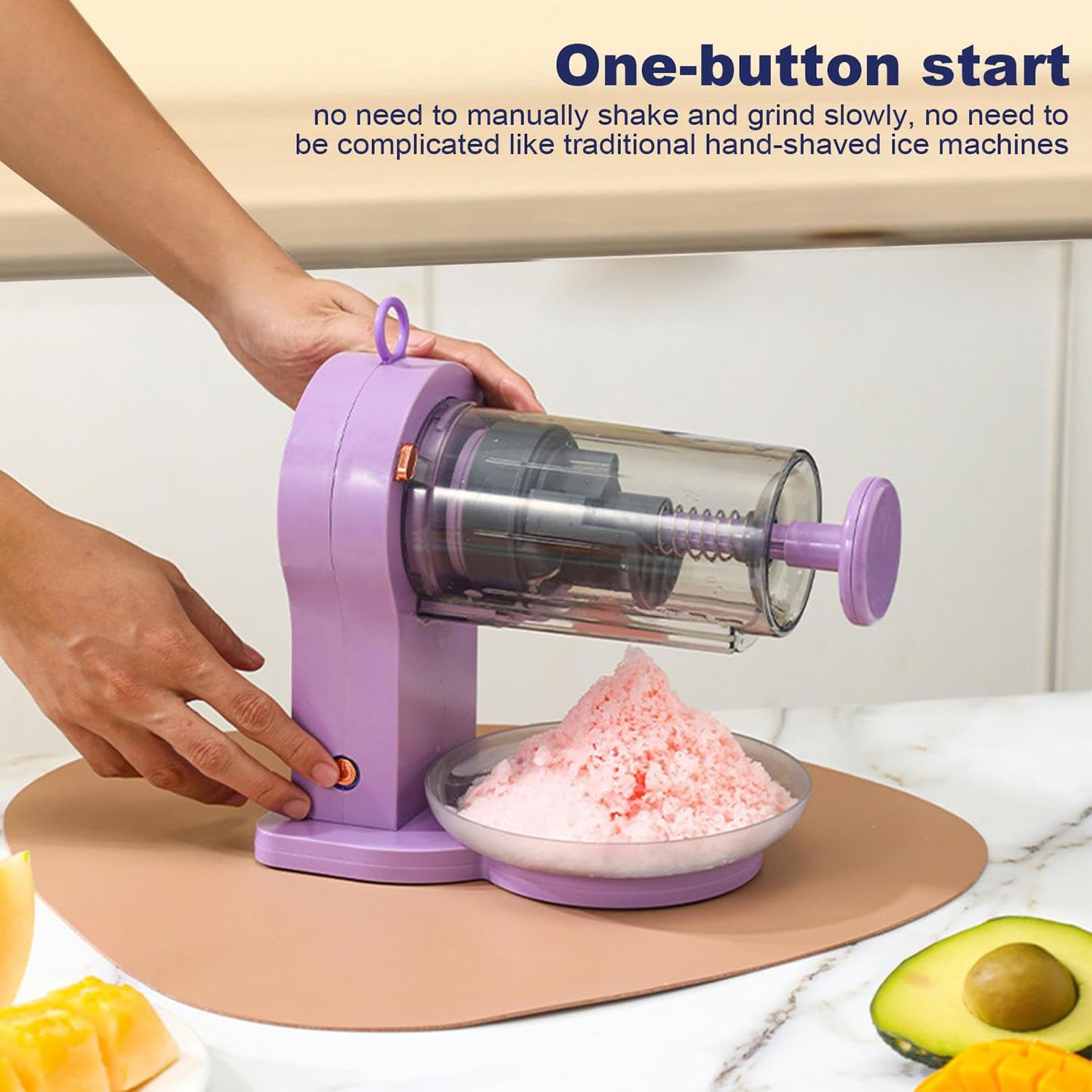 FAXIOAWA Portable Ice Crusher and Shaved Ice Machine with 2 Ice Cube Molds, Premium Electric Ice Shaver and Snow Cone Machine, USB Rechargeable Commercial Ice Shaver Crusher