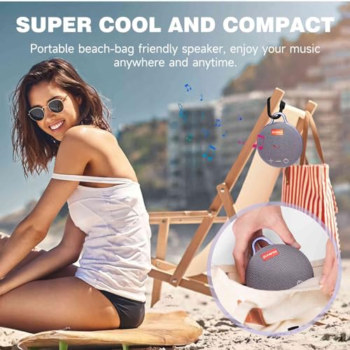 UrbanX Audience Series IPX7 Bluetooth Waterproof Speaker with Clip, Compact Speaker with Big Sound, Punchy Bass, Wireless for Redmi Note 11T Pro+ & Beach, Pool, Boat, Biking Purple 2 Pack