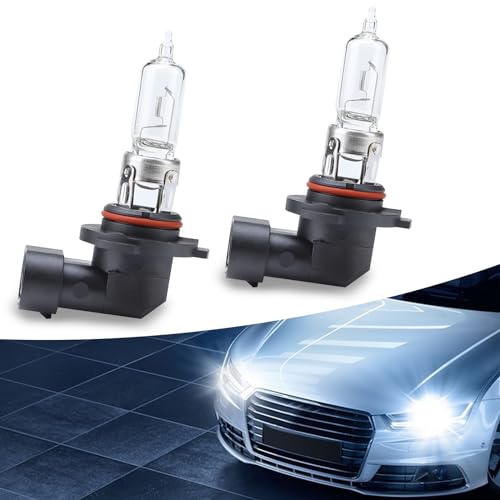 gunhunt 2 PCS Car 9005-55W Headlight Halogen Bulb, 12V Quartz Lamp Ultra-bright Beam Low/High Beam Fog Light Replacement, All-in-one Plug and Play Bulb, Universal Lighting for Car (Warm White Light)