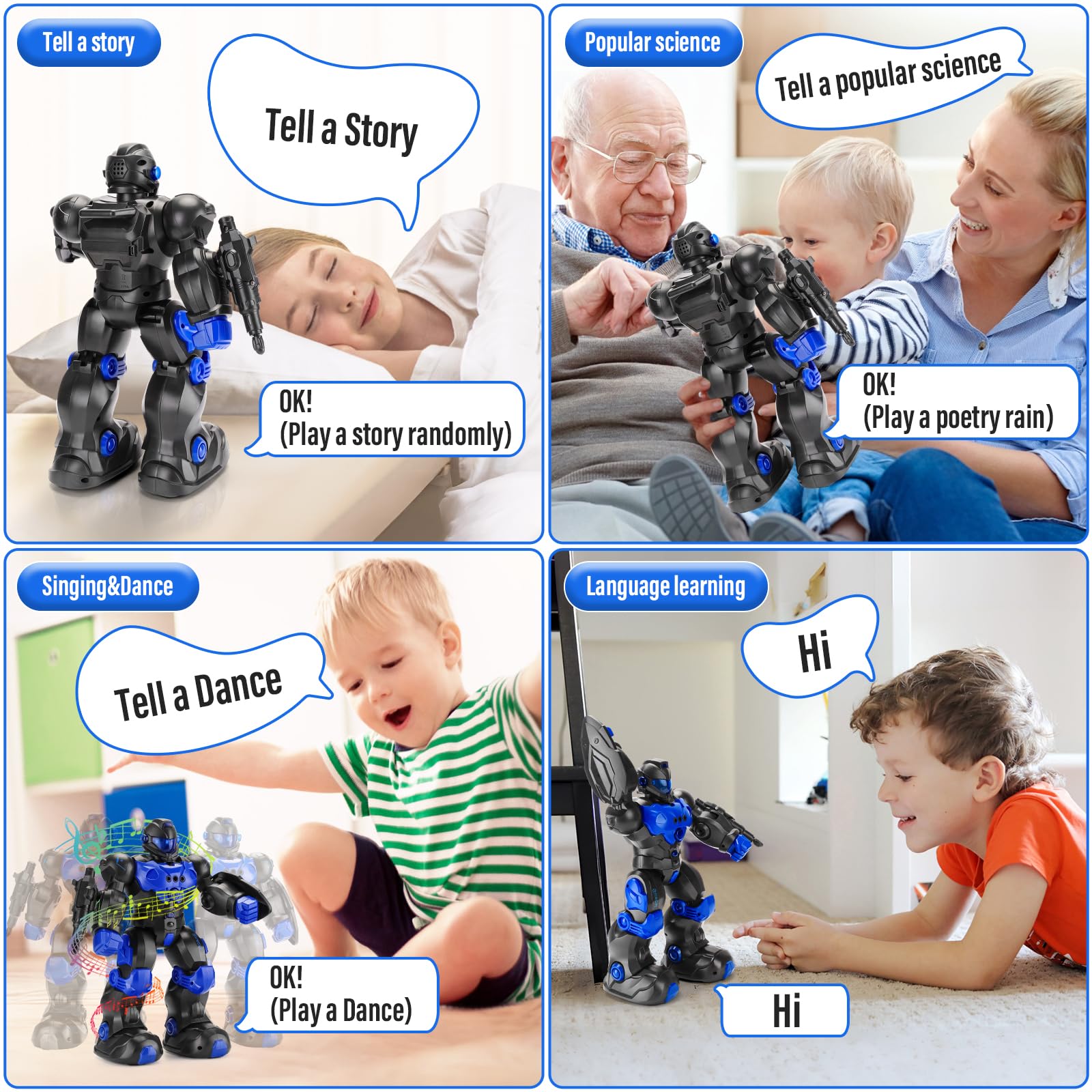 JUZUXI Robot Toys for Kids 6-8: Programmable Remote Control Robots with Intelligent Gesture Sensing, Rechargeable Smart Dancing Robot for Ages 3 4 5 6 7 8 12 Years Old Boy Girl