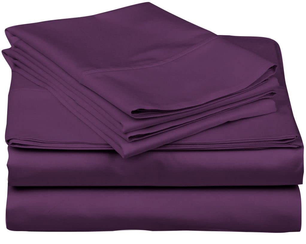 DG Beddings Plum 6 Piece Bedding Sheet Set Full Size 12 Deep Pocket Bed Sheets 100% Egyptian Cotton, 1000 Thread Count