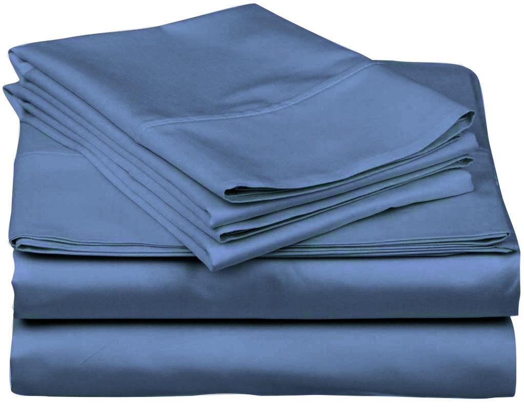 EgyptianSheets 6 Piece Luxury Bedding Sheet Set (Medium Blue) Full Size 12 Deep Pocket Bed Sheets 1000 Thread Count, 100% Egyptian Cotton