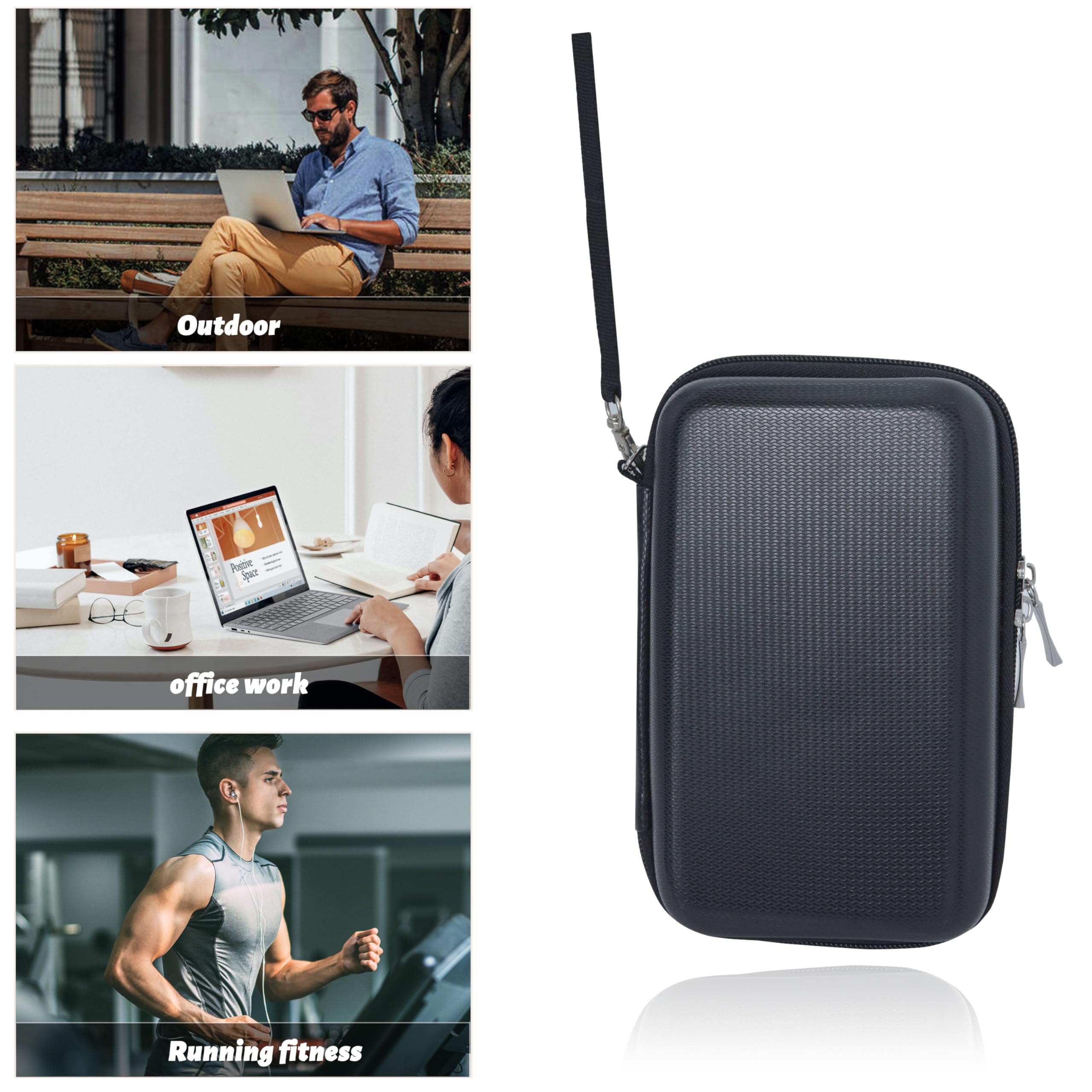 Wolfteeth 6.7" Smell Proof Travel Case, External Hard Drive Carrier, Portable Memory Card Storage Holder, Black (Empty)