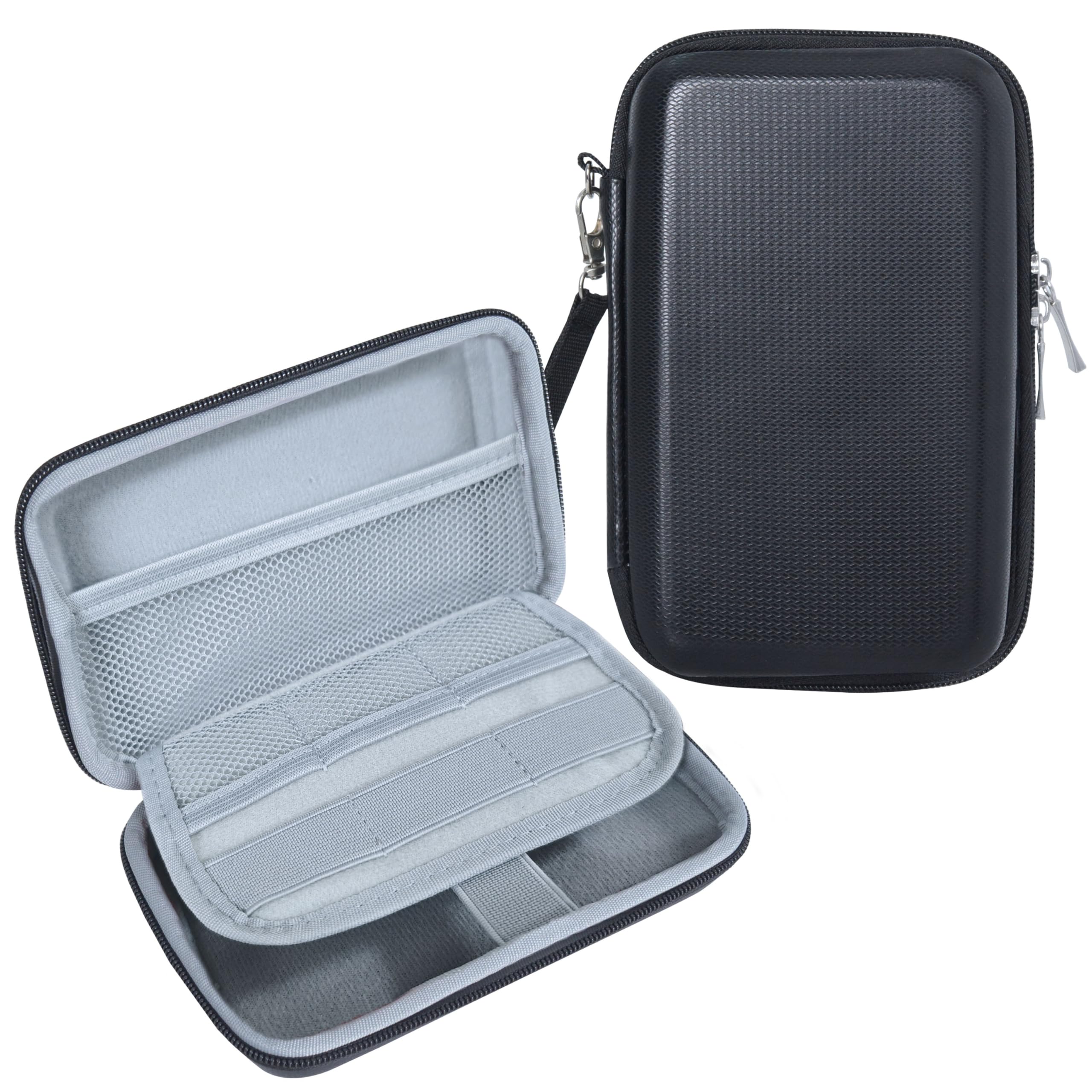 Wolfteeth 6.7" Smell Proof Travel Case, External Hard Drive Carrier, Portable Memory Card Storage Holder, Black (Empty)