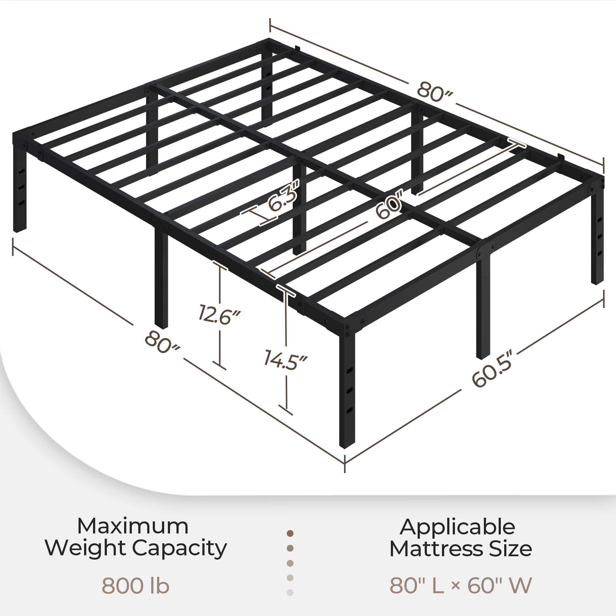 Yaheetech 14 Inch Queen Bed Frames Heavy Duty Metal Platform Bed with Under Bed Storage, No Box Spring Needed, Easy Assembly, Sturdy Steel Slat Support, Black