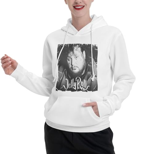 DAZULI American Jelly Singer Roll Hoodie,Women'S Hoodies Long Sleeve Shirt Top,3d Print Thick Clothing Sweaters T-Shirts,Pullover Hoodie Outfits X-Small White