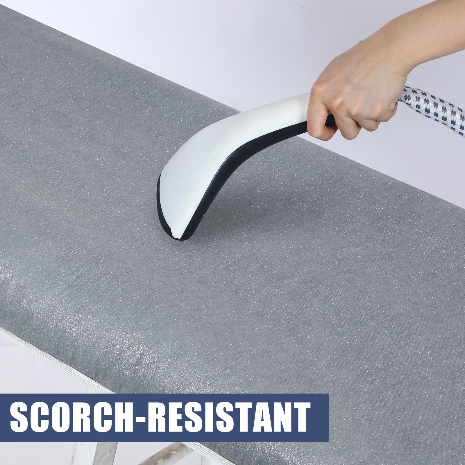 Hushee 2 Pack 19'' x 58'' Ironing Board Cover and Pad Scorch and Stain Resistant Iron Cover for Ironing Board with Elastic Edge Protective Scorch Mesh and 4 Fasteners for Home, Gray and Blue
