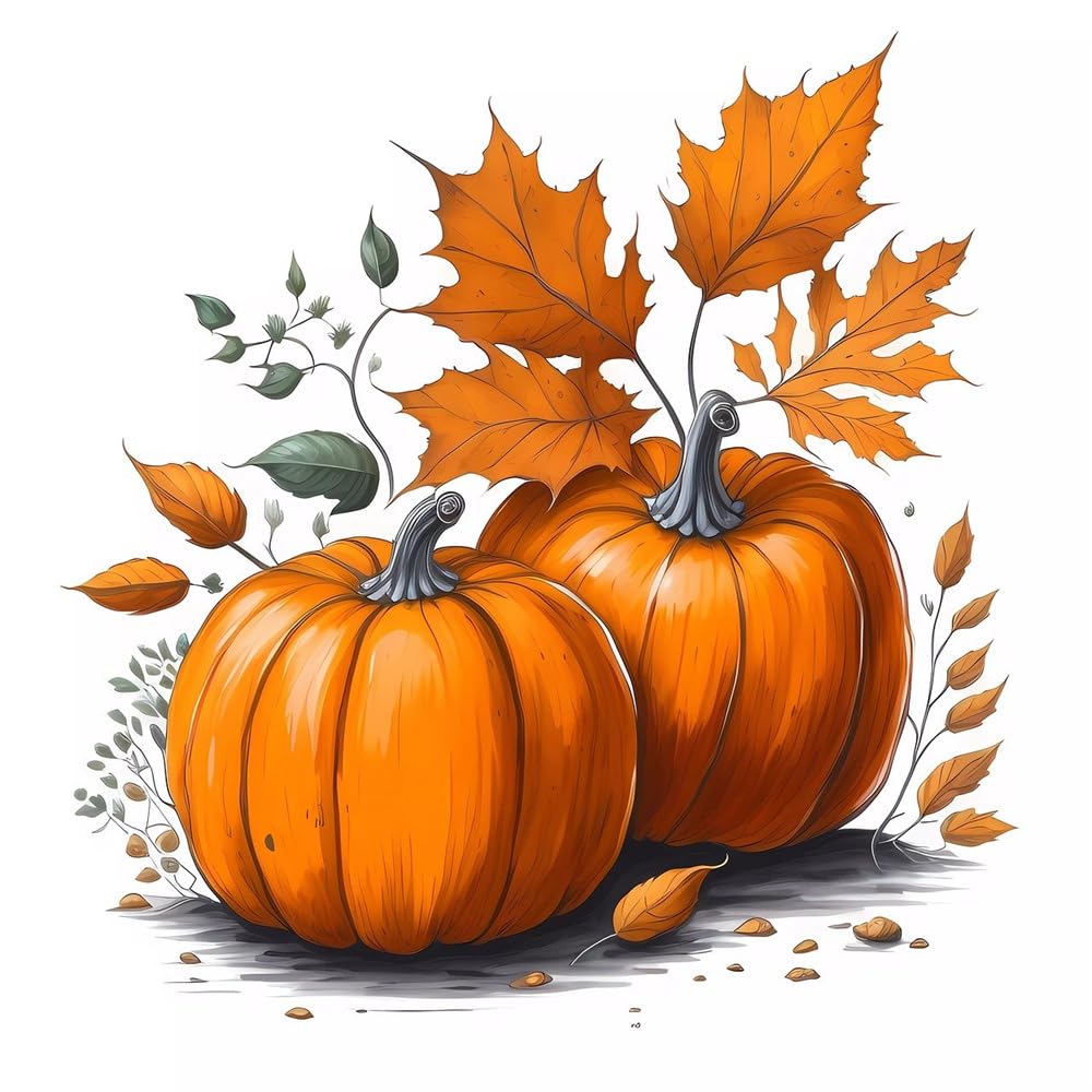 Pumpkin Cross Stitch Kits for Adults Beginners Pre-Printed Pattern 11CT DIY Embroidery Easy Needlepoint Kits Personalized Gifts for Home Decor 16x20inch