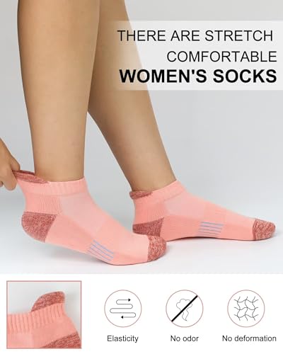 Gpooy Womens Cushioned Ankle High Running Athletic Low Cut Sports Cotton Socks 6-Pairs Multicolor 9-11